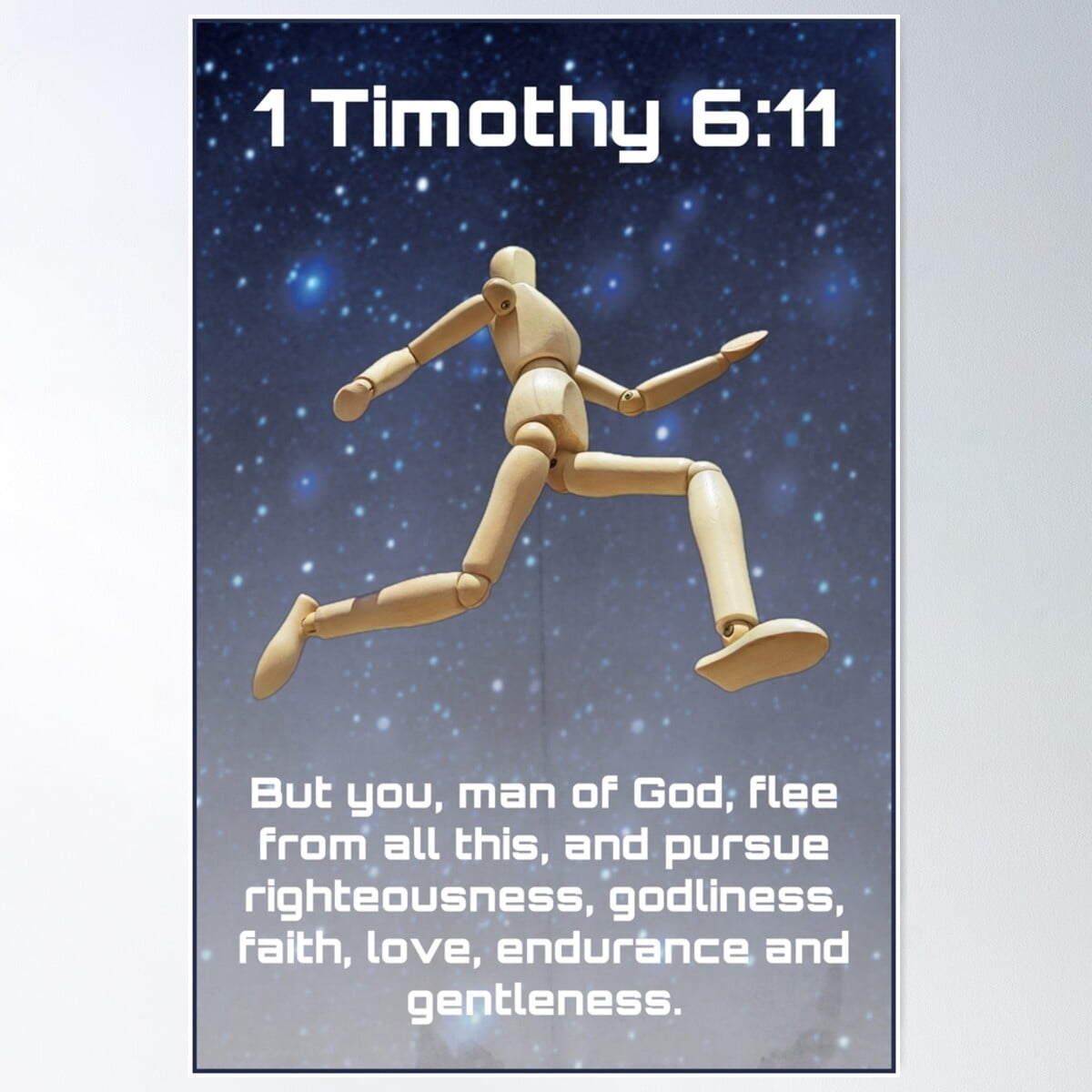 1 Timothy 6:11 Poster Wall Art, Modern Wall Decor For Living Room Bedroom, 8x12 UNFRAMED ...