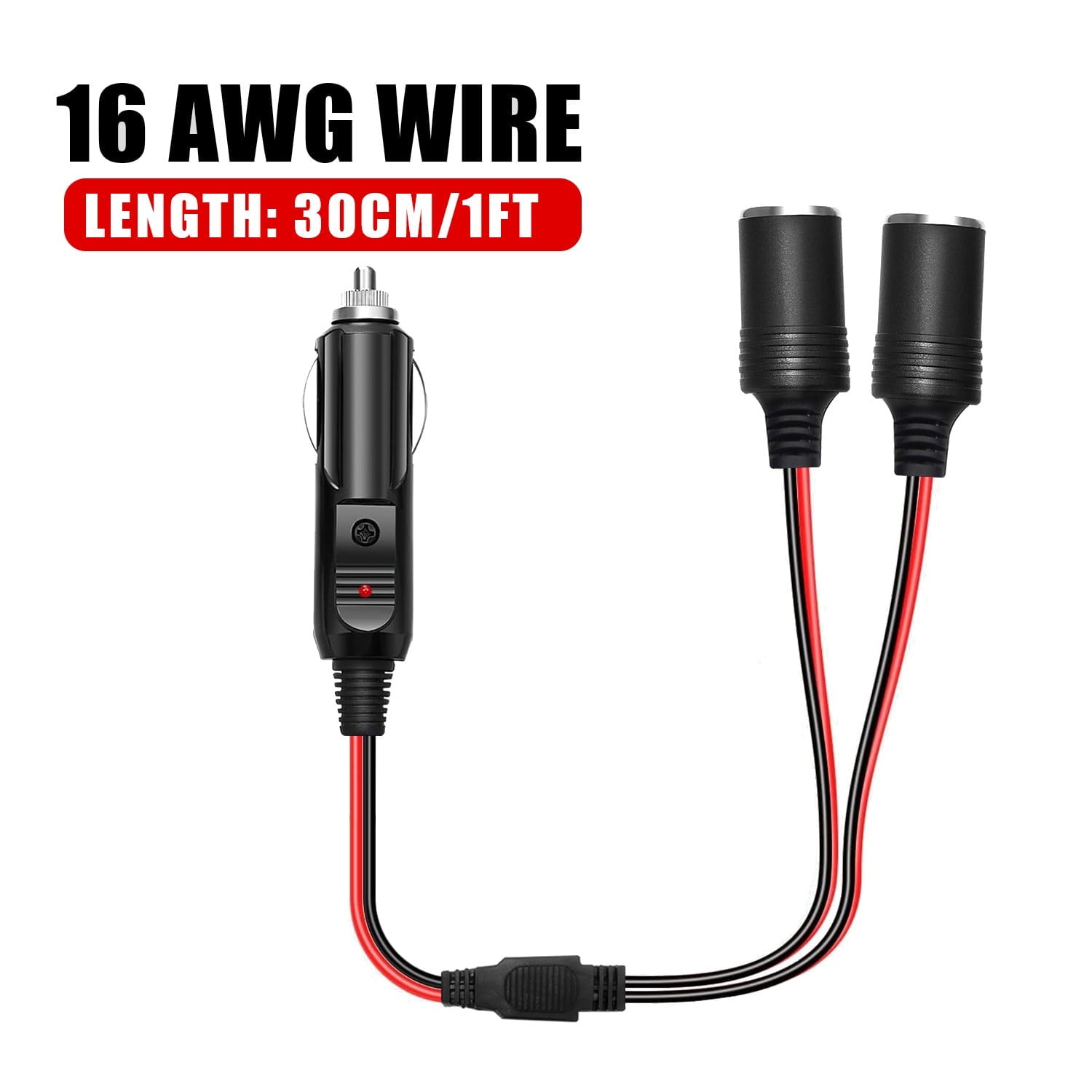 1 To 2 Car Cigarette Lighter Splitter 12v 24v Power Charger Port Plug ...