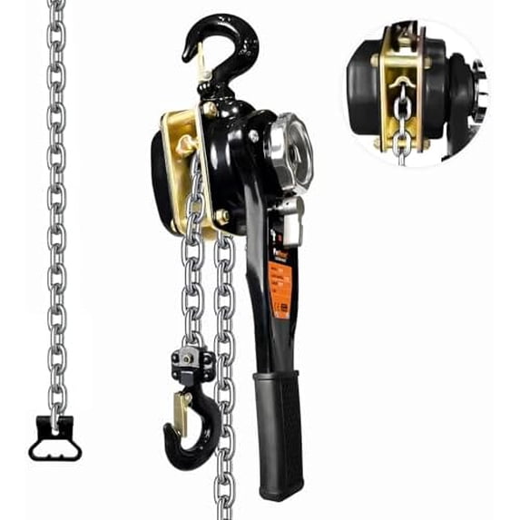 1 Ton Chain Hoist 2200LBS Capacity 10Ft Lift Manual Lever Chain Hoist ...