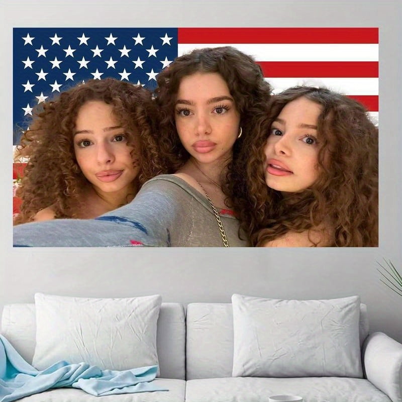 1 Triplet Sisters American Flag Tapestry - Patriotic Stars and Stripes ...