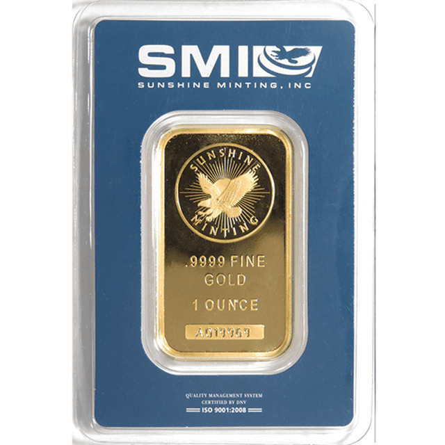 1 Troy oz Sunshine Mint Gold Bar .9999 Fine Sealed In Assay Mint Mark ...