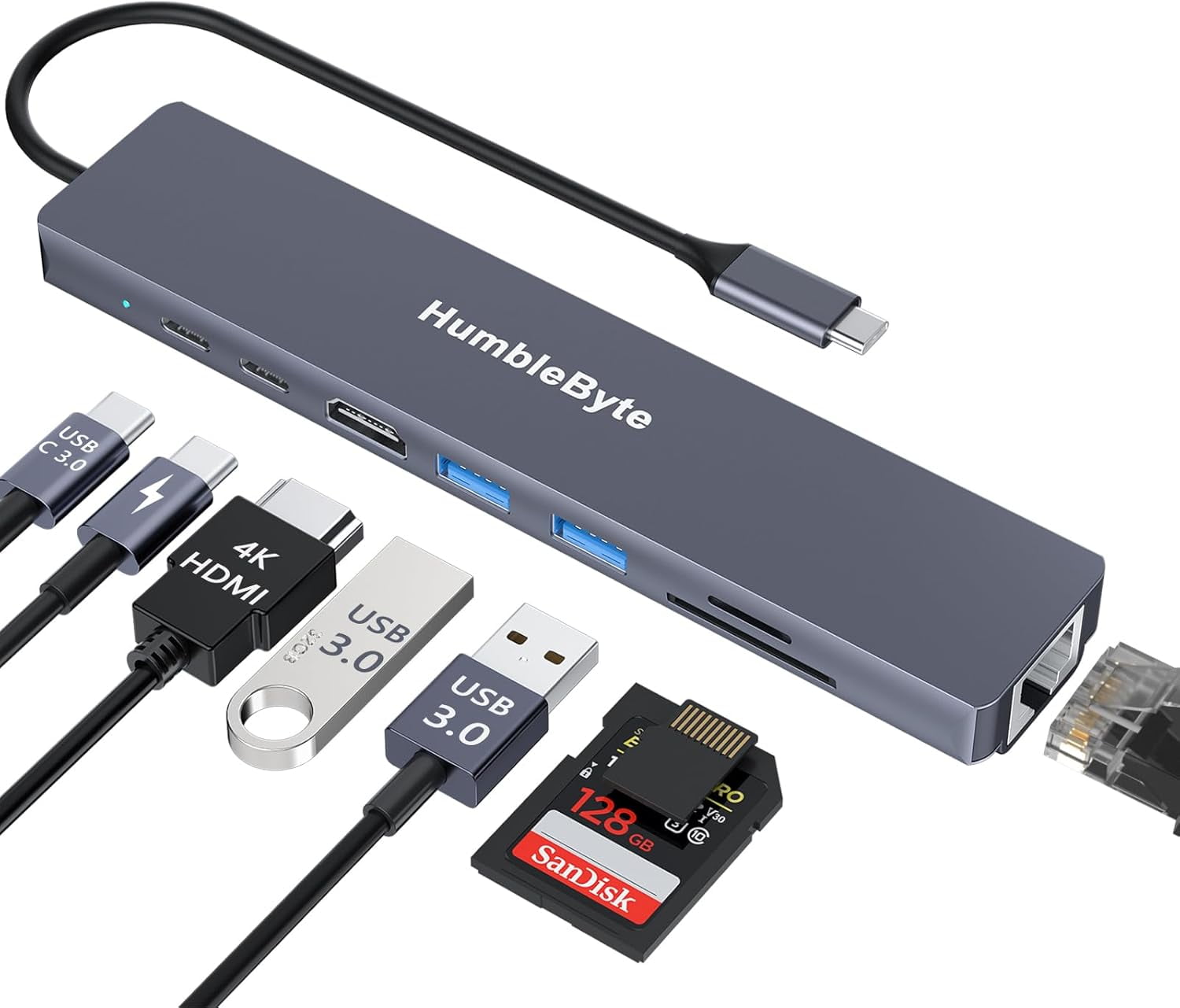 in 1 USB C HUB, 4K HDMI, Gigabit Ethernet Multiport Hub, 5Gbps USB C ...