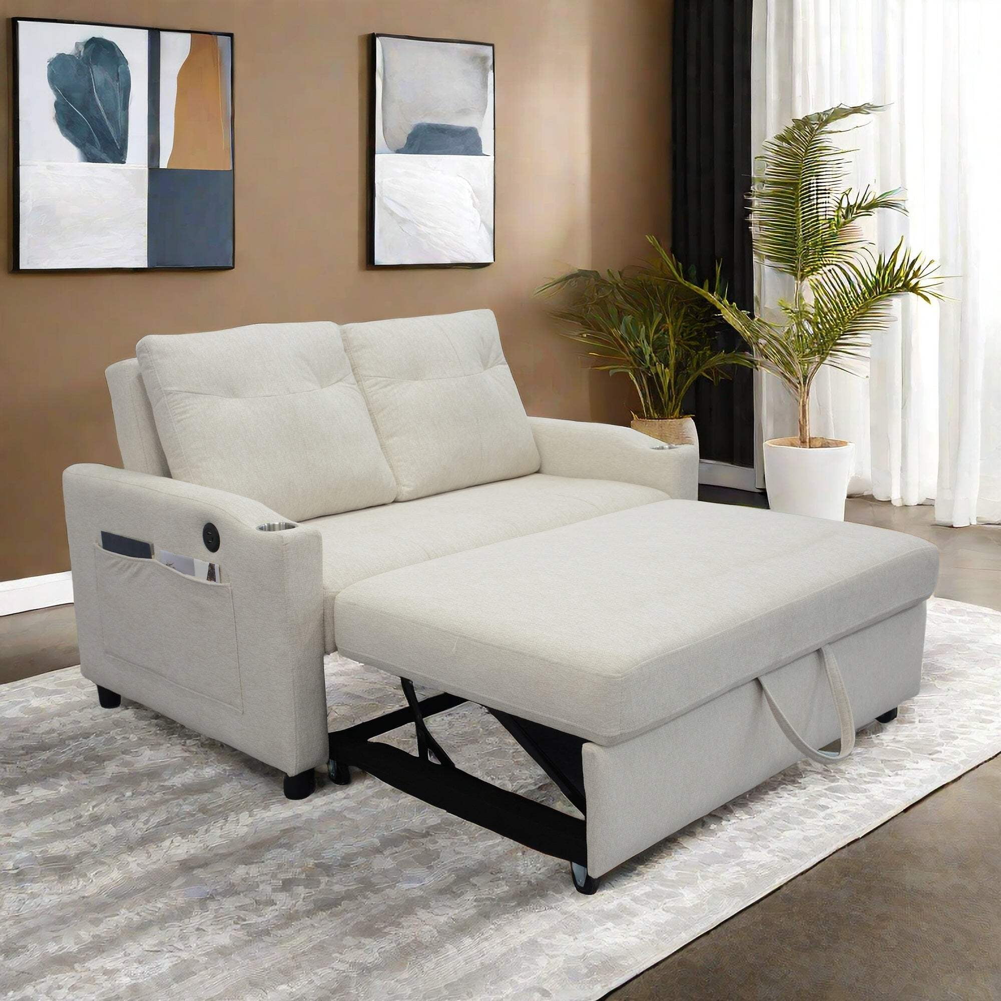1 Versatile Foldable Sofa Bed In 3 Lengths, Modern Sofa Velvet Pull Out ...