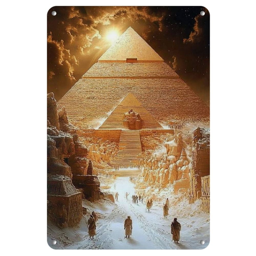 1 Vintage Egyptian Pyramid Metal Wall Art, 8x12" Aluminum Sign ...