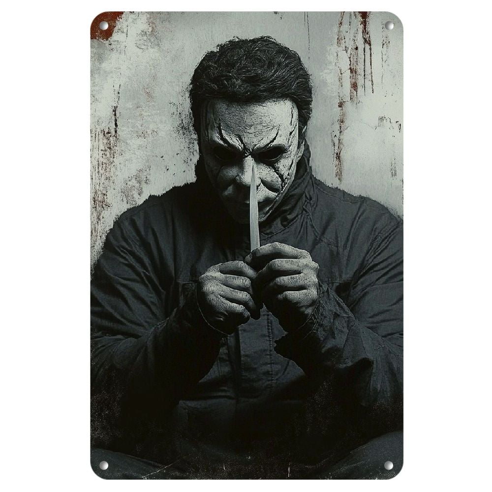 1 Vintage Metal Sign - Michael Myers Heart Gesture, Classic Halloween Movie Wall Art, 8X12 ...