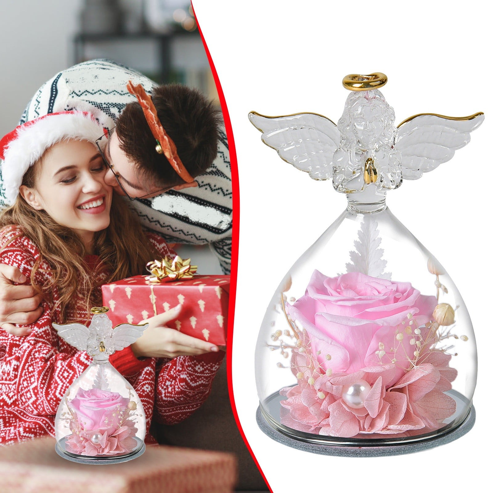 1 White Ornament Rose Statue Genuine Rose Glass for Mother'S Day and ...