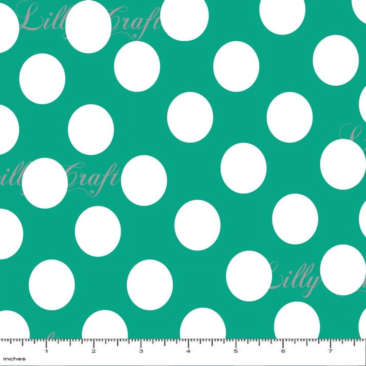 1" White Polka Dots on Teal Poly Cotton Fabric - Sold By The Yard - 58 ...