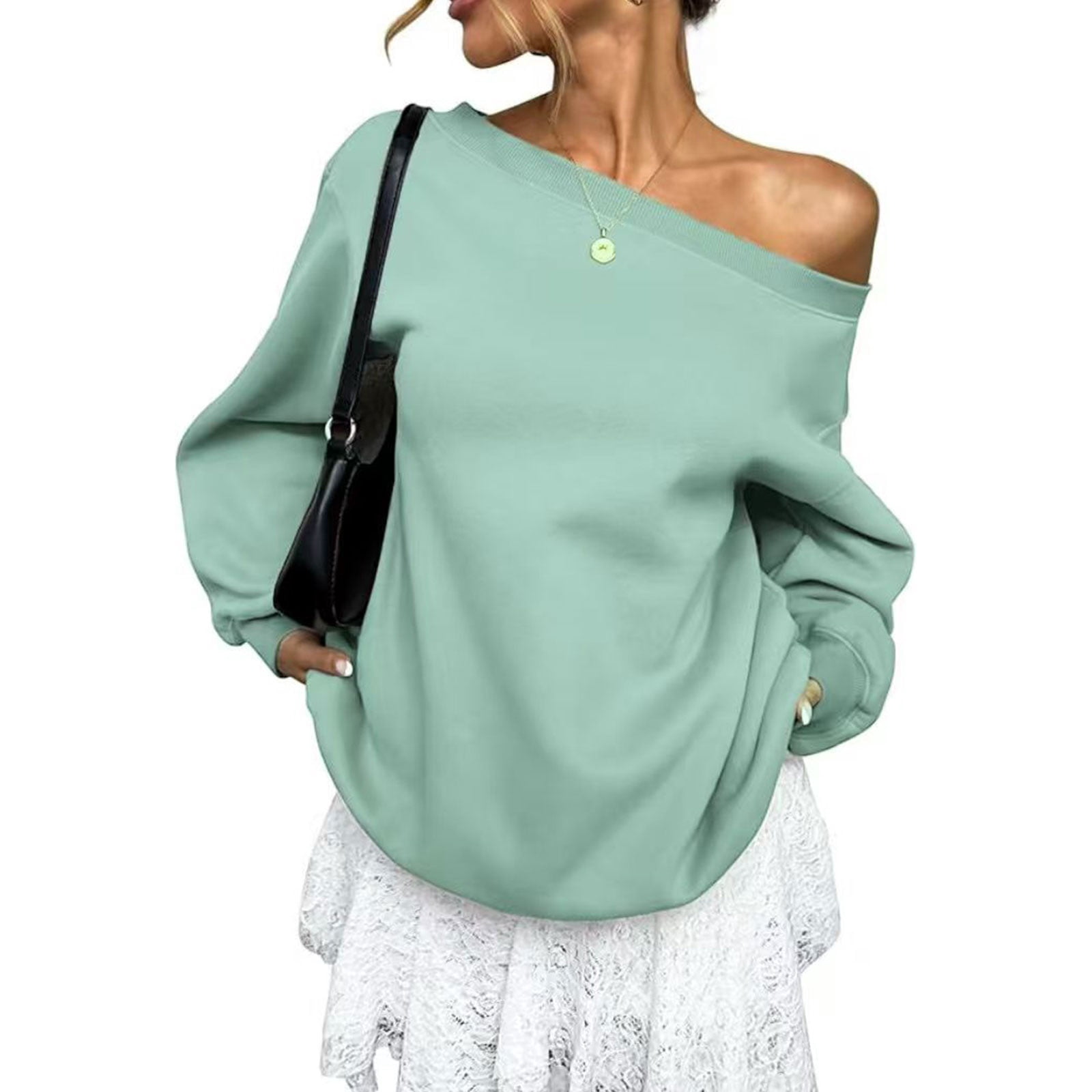 1. Women's Off-Shoulder Long Sleeve Casual Sweatshirt, Cozy Winter ...