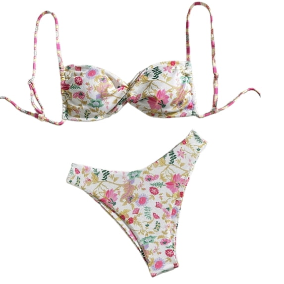 1. Women's Two-Piece Split Swimsuits Push Up Floral Print Backless ...