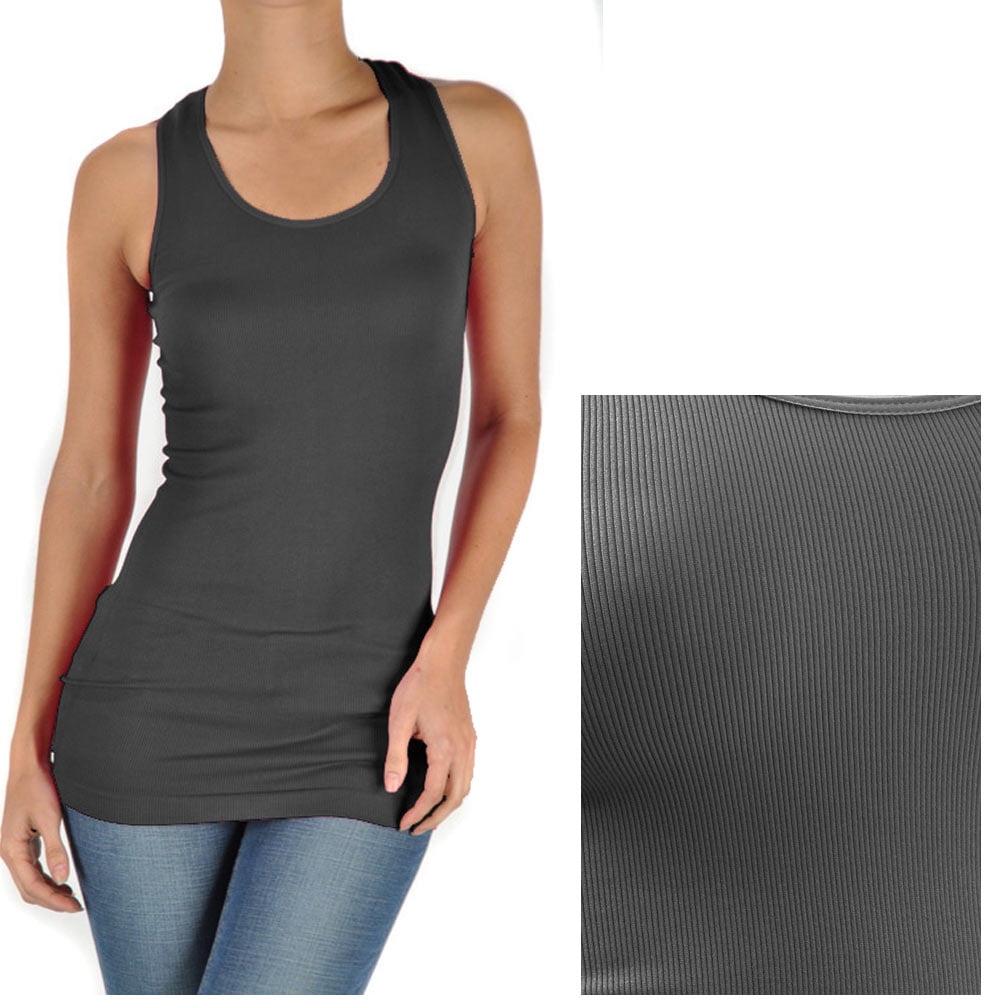 1 Womens Tank Top Seamless Racerback Stretch Sleeveless Sports Cami ...