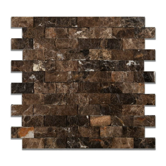 1 X 2 Emperador Dark Marble Split-Faced Mosaic Tile Sample - Walmart.com