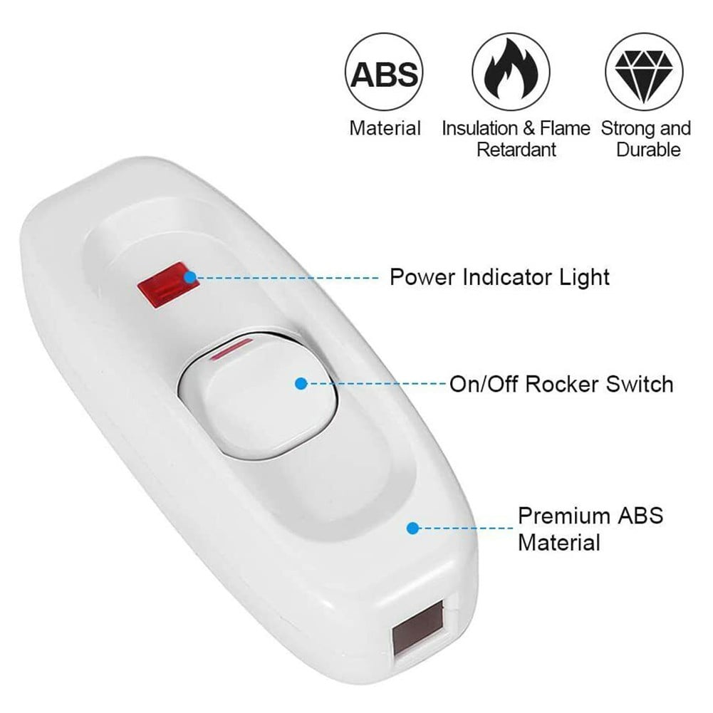 1 X 240V 10A Inline On/Off Button Table Lamps Desk Light Cord Cable ...