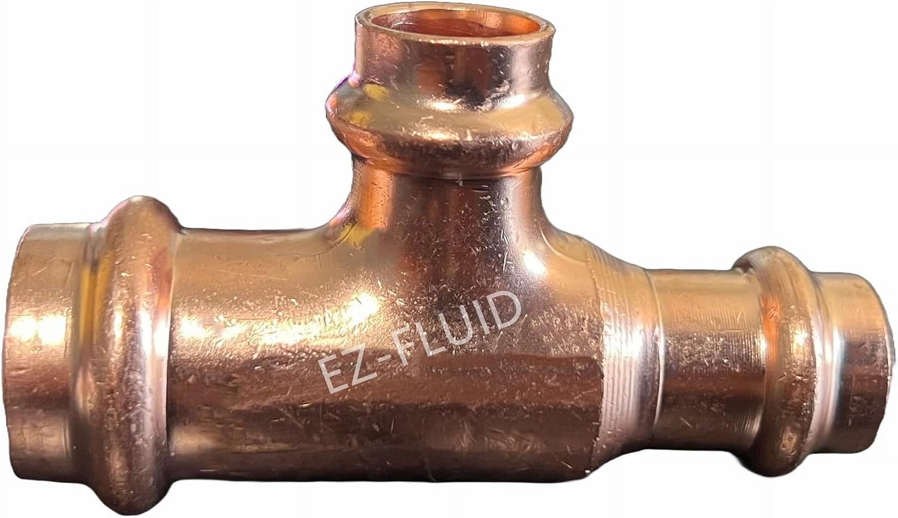 1" X 3/4" X 3/4" Copper Press Reducing Tee Fitting,Heavy Duty No Lead ...