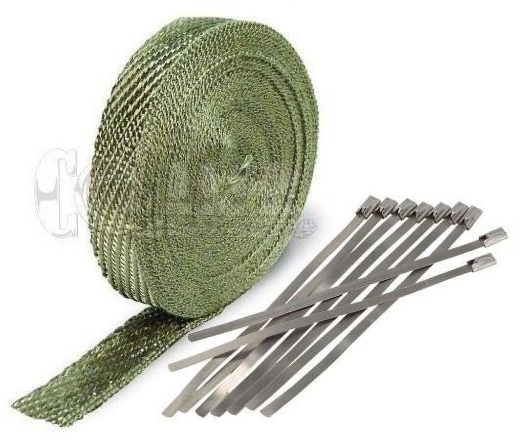 1" X 50' TITANIUM HEAT WRAP / STAINLESS CABLE ZIP TIE STRAPS EXHAUST ...