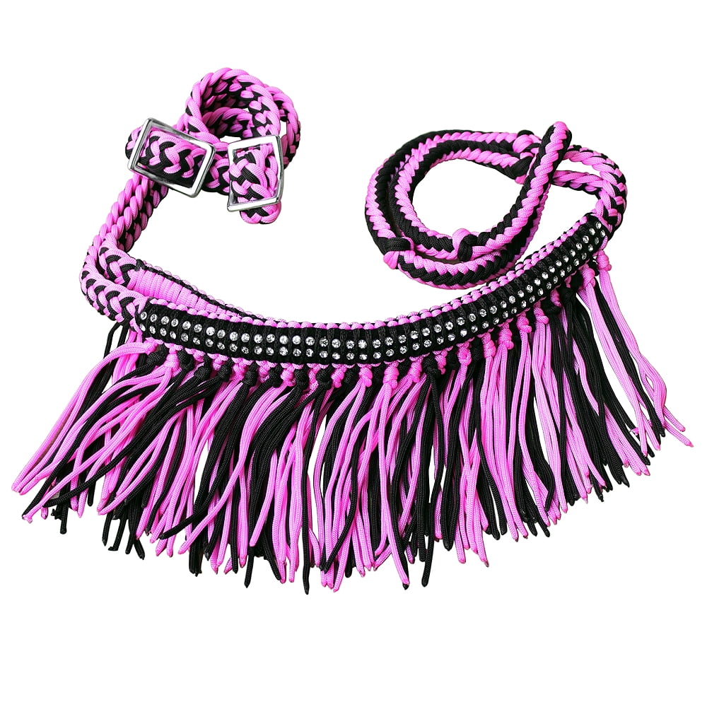 HILASON Braided Barrel Horse Racing Reins 1” x 8ft Crystal Center Band ...