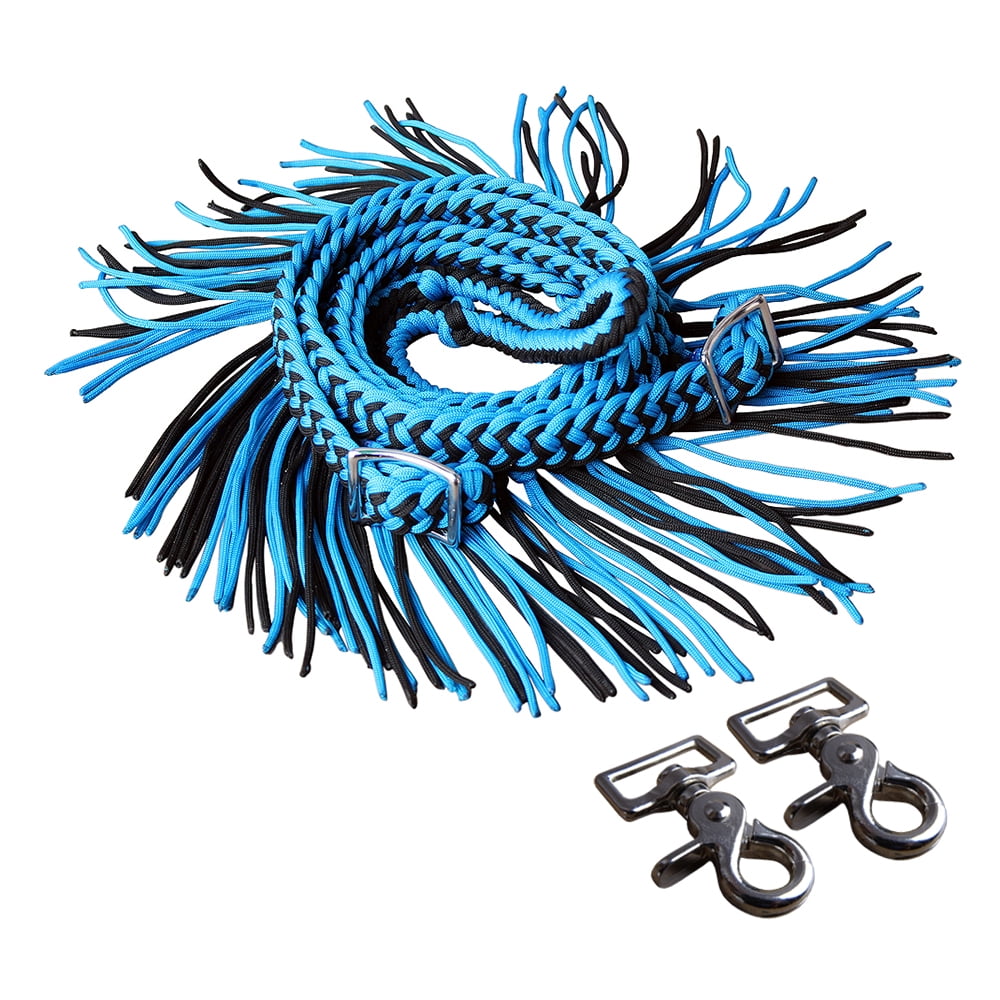 1" X 8Ft Hilason Braided Poly Barrel Horse Racing Reins Flat Fringe W ...
