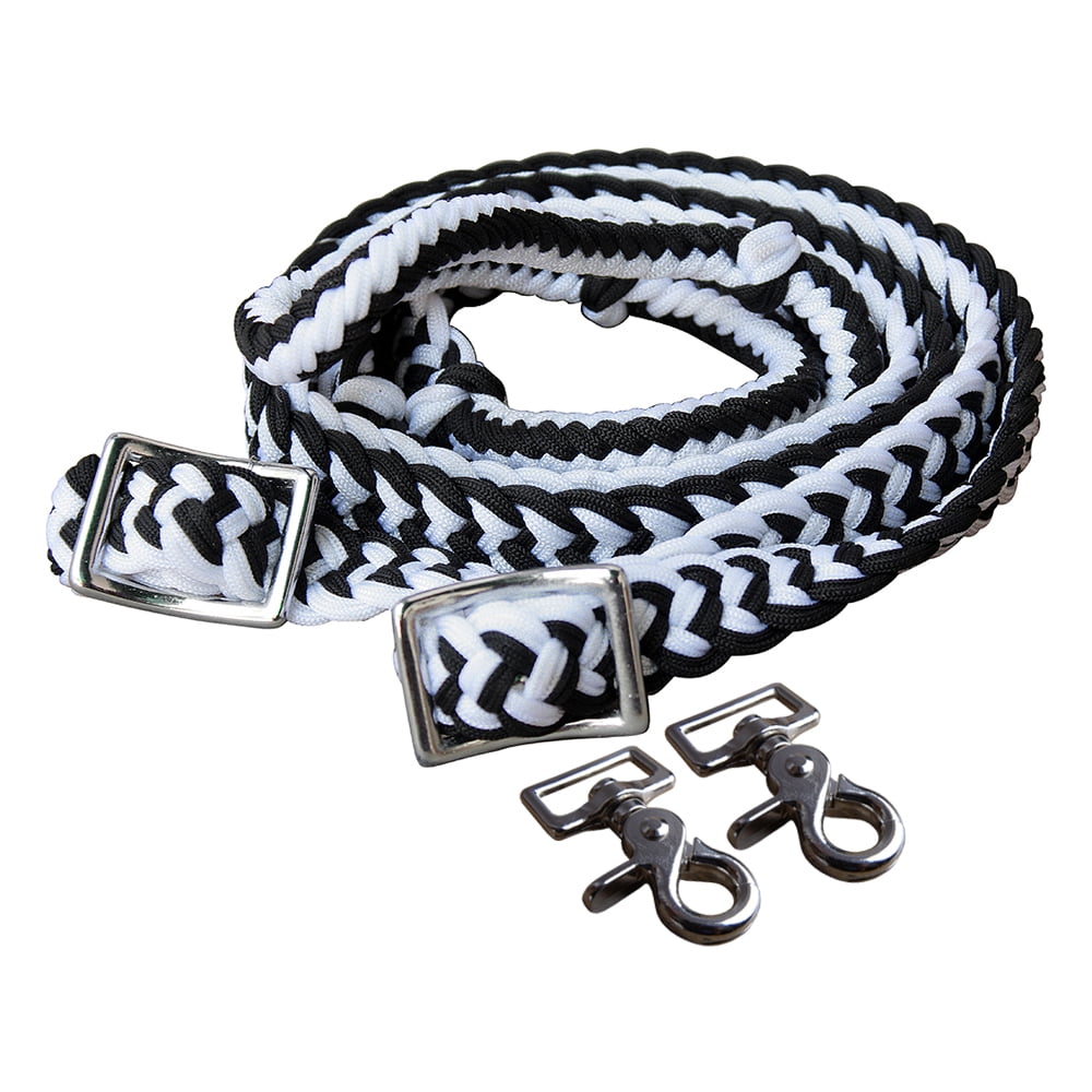 1" X 8Ft Hilason Braided Poly Barrel Horse Racing Reins Flat Grip Knots ...