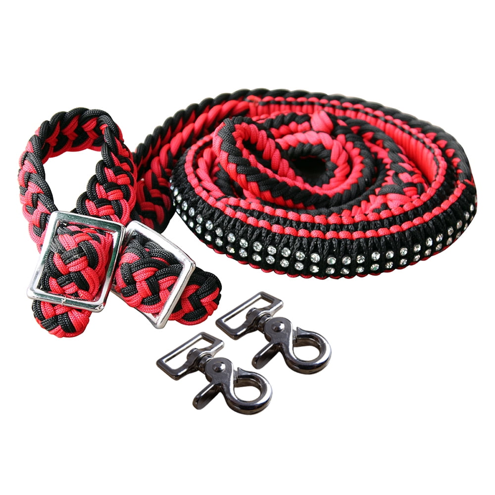 1" X 8Ft Hilason Braided Poly Barrel Horse Racing Reins Flat Grip Knots ...