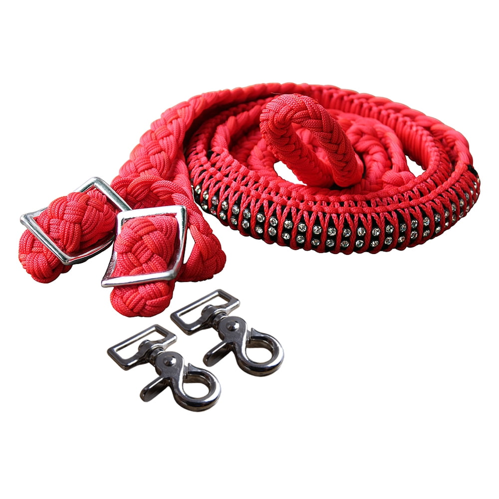 1" X 8Ft Hilason Braided Poly Barrel Horse Racing Reins Flat Grip Knots ...