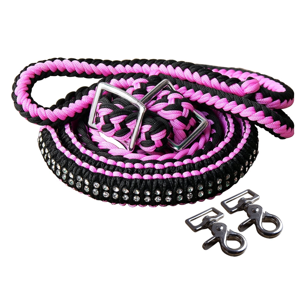 1" X 8Ft Hilason Braided Poly Barrel Horse Racing Reins Flat Grip Knots ...