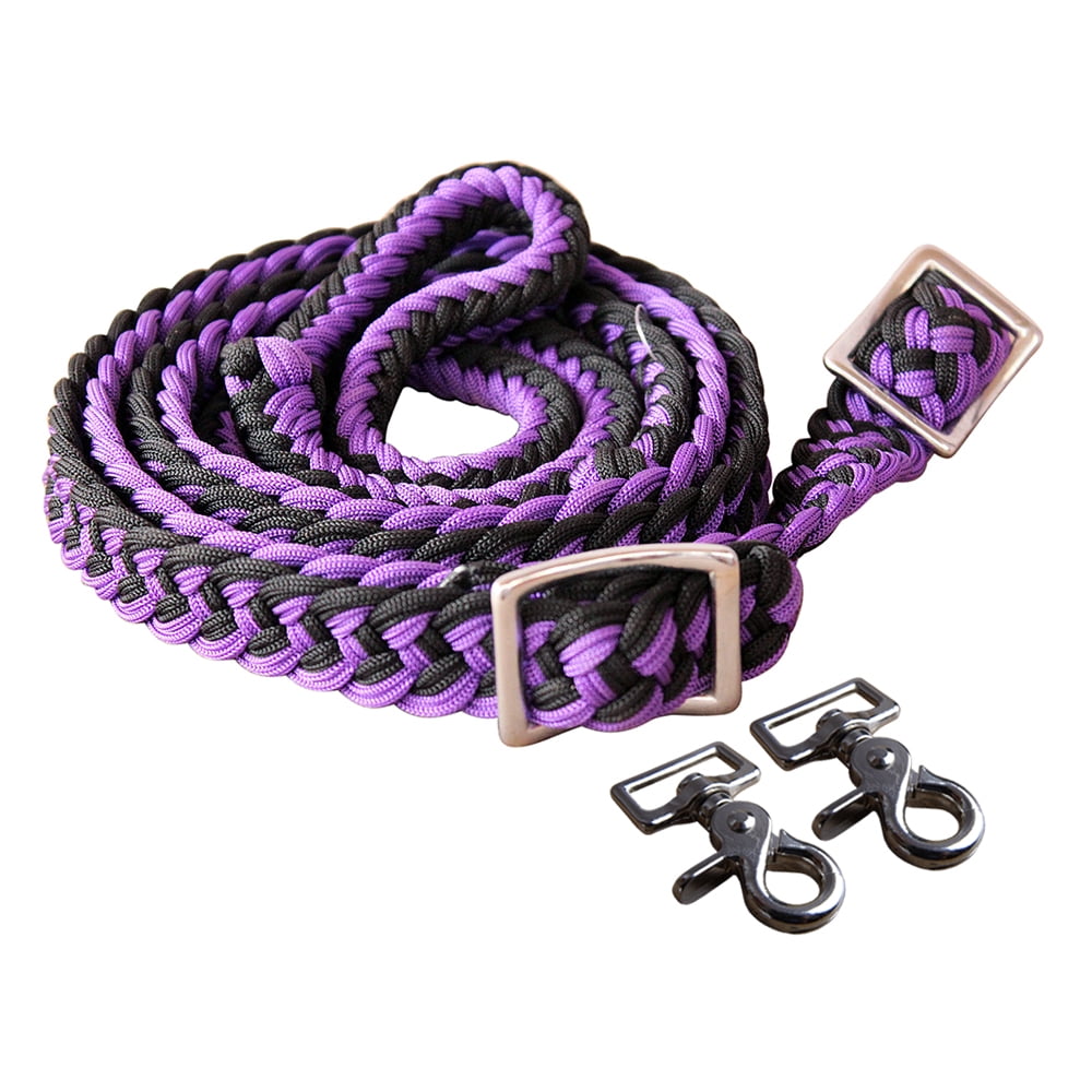 1" X 8Ft Hilason Braided Poly Barrel Horse Racing Reins Flat Grip Knots ...