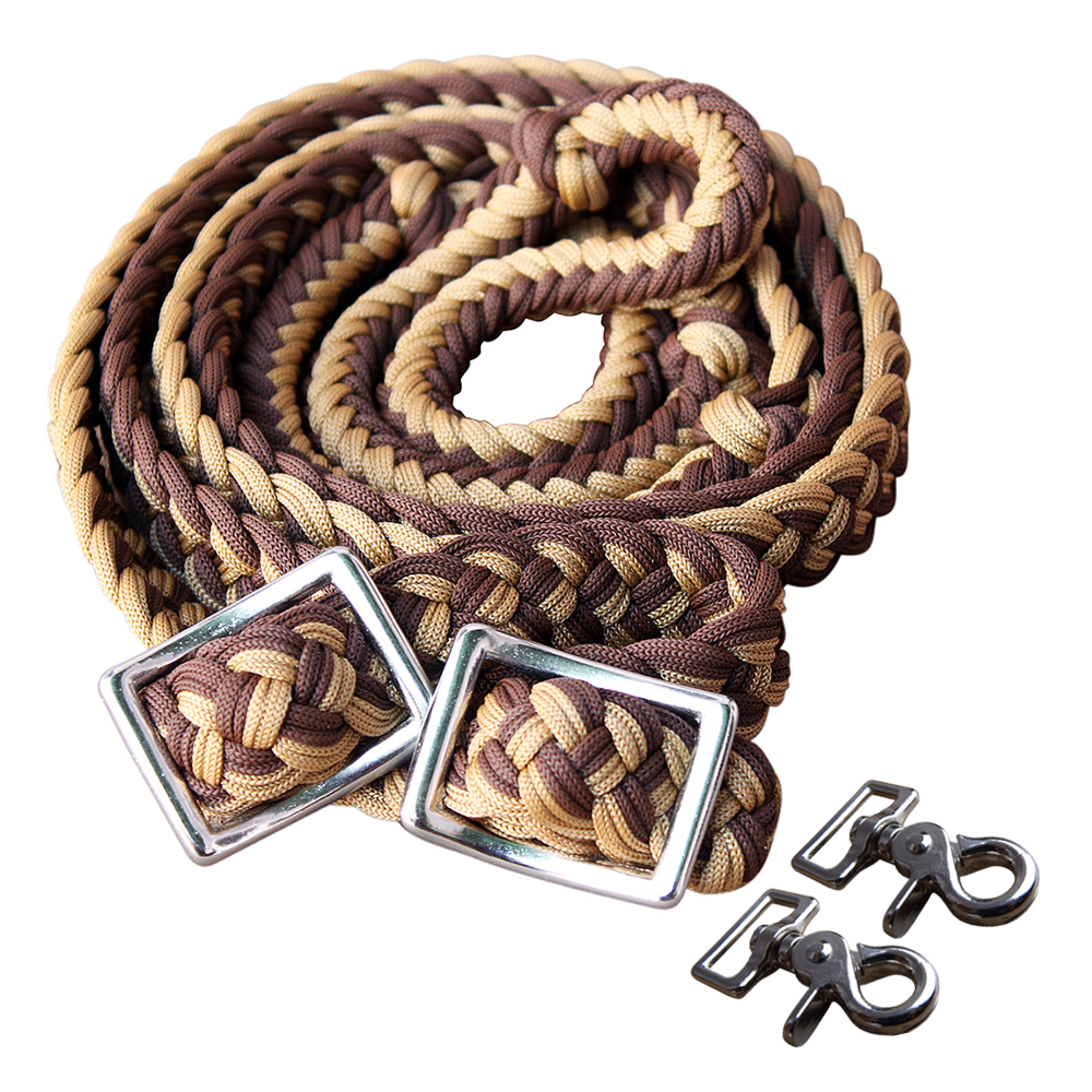 1" X 8Ft Hilason Braided Poly Barrel Horse Racing Reins Flat Grip Knots ...