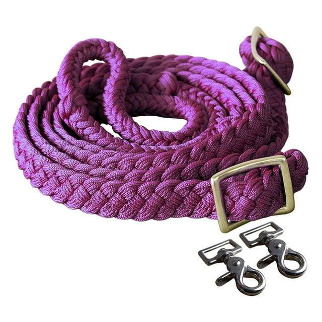 1" X 8Ft Hilason Braided Poly Barrel Horse Racing Reins Flat Grip Knots ...
