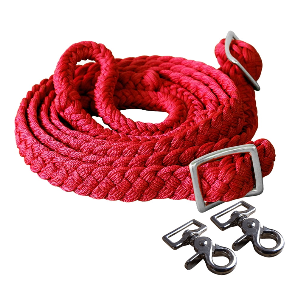 1" X 8Ft Hilason Braided Poly Barrel Horse Racing Reins Flat Grip Knots ...