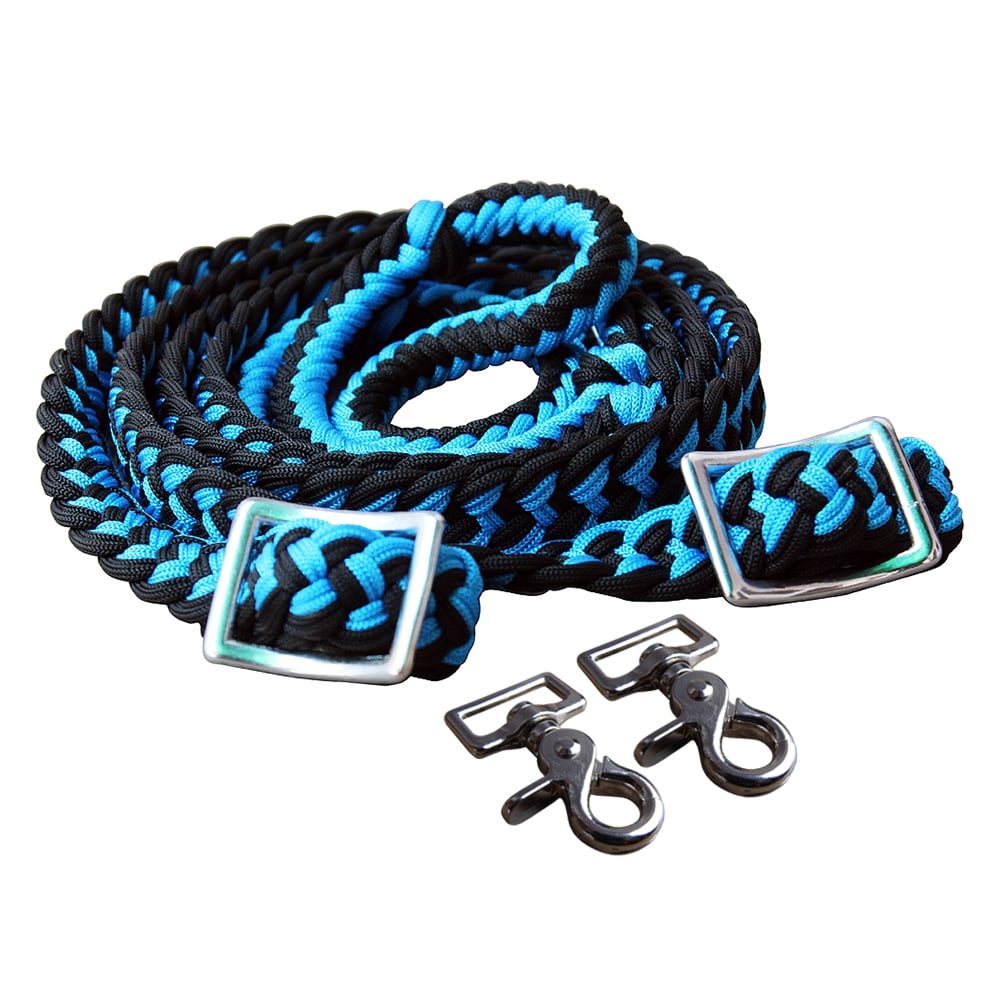 1" X 8Ft Hilason Braided Poly Barrel Horse Racing Reins Flat Grip Knots ...