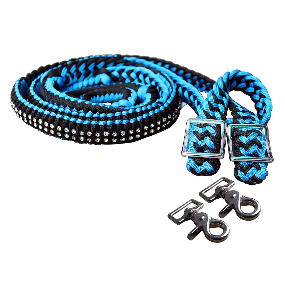 1" X 8Ft Hilason Braided Poly Barrel Horse Racing Reins Flat Grip Knots ...