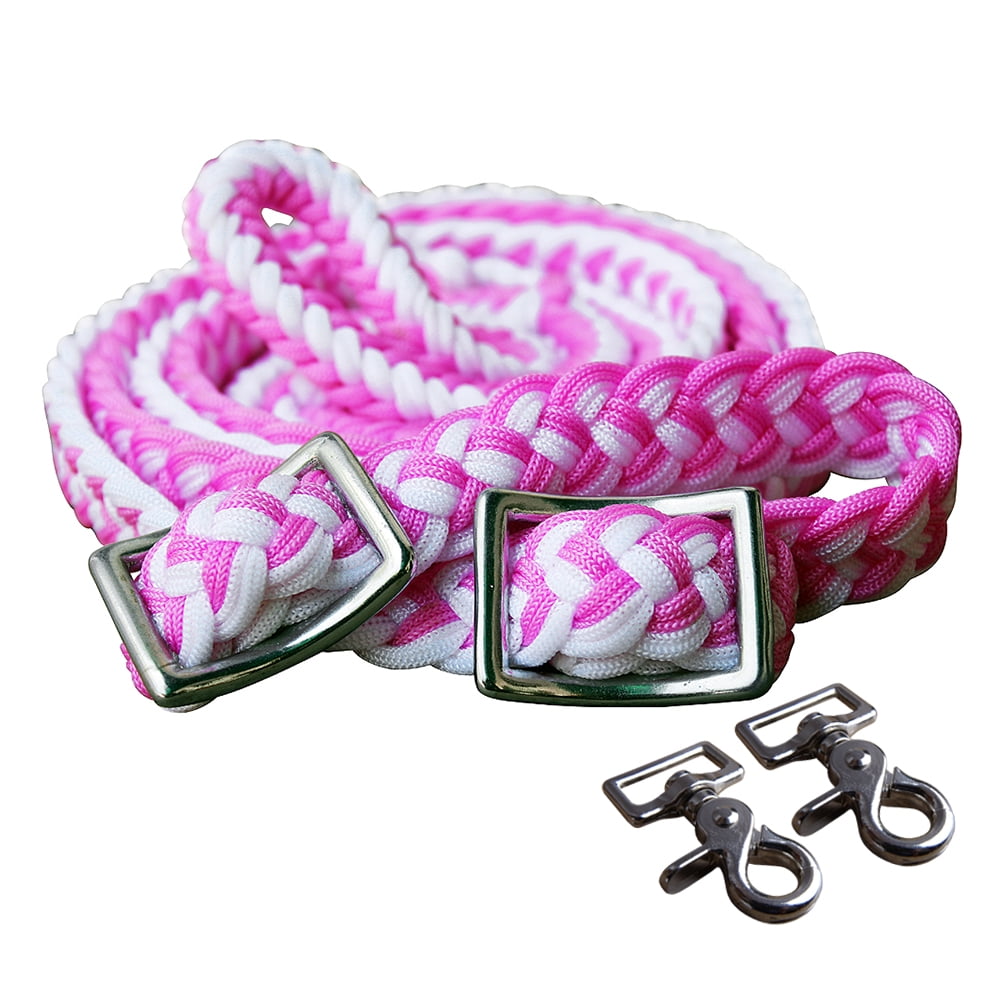 1" X 8Ft Hilason Braided Poly Barrel Horse Racing Reins Flat Grip Knots ...