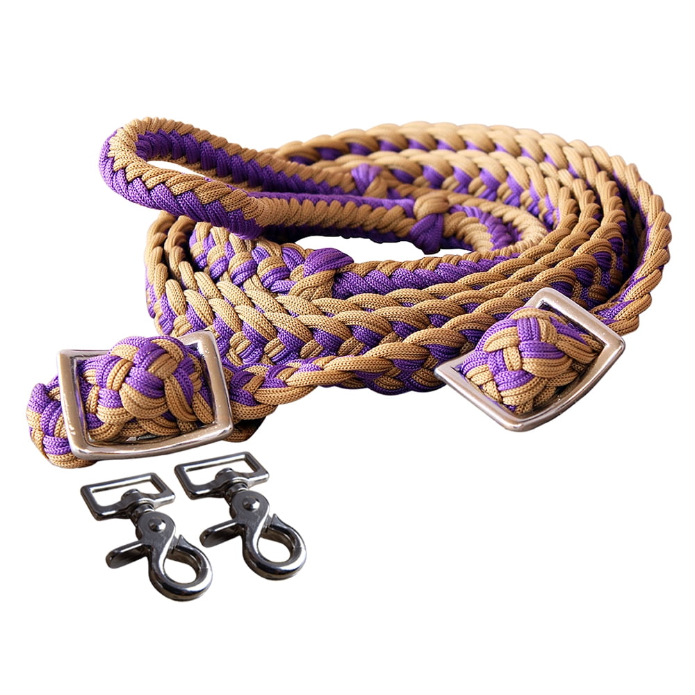 1" X 8Ft Hilason Braided Poly Barrel Horse Racing Reins Flat Grip Knots ...