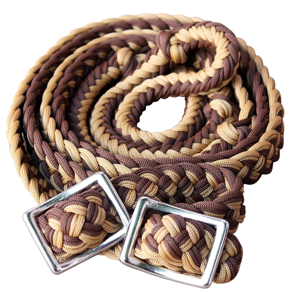1" X 8Ft Hilason Braided Poly Barrel Horse Racing Reins Flat Grip Knots ...