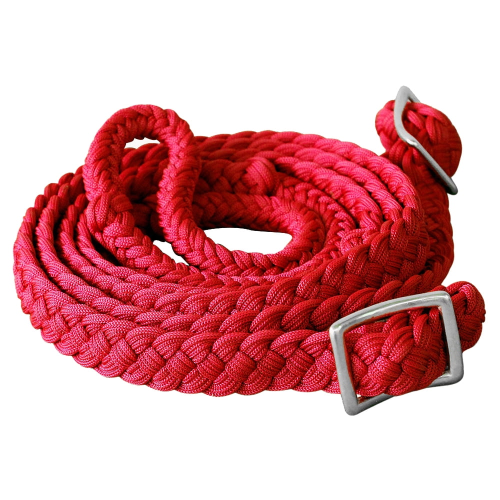 1" X 8Ft Hilason Braided Poly Barrel Horse Racing Reins Flat Grip Knots ...