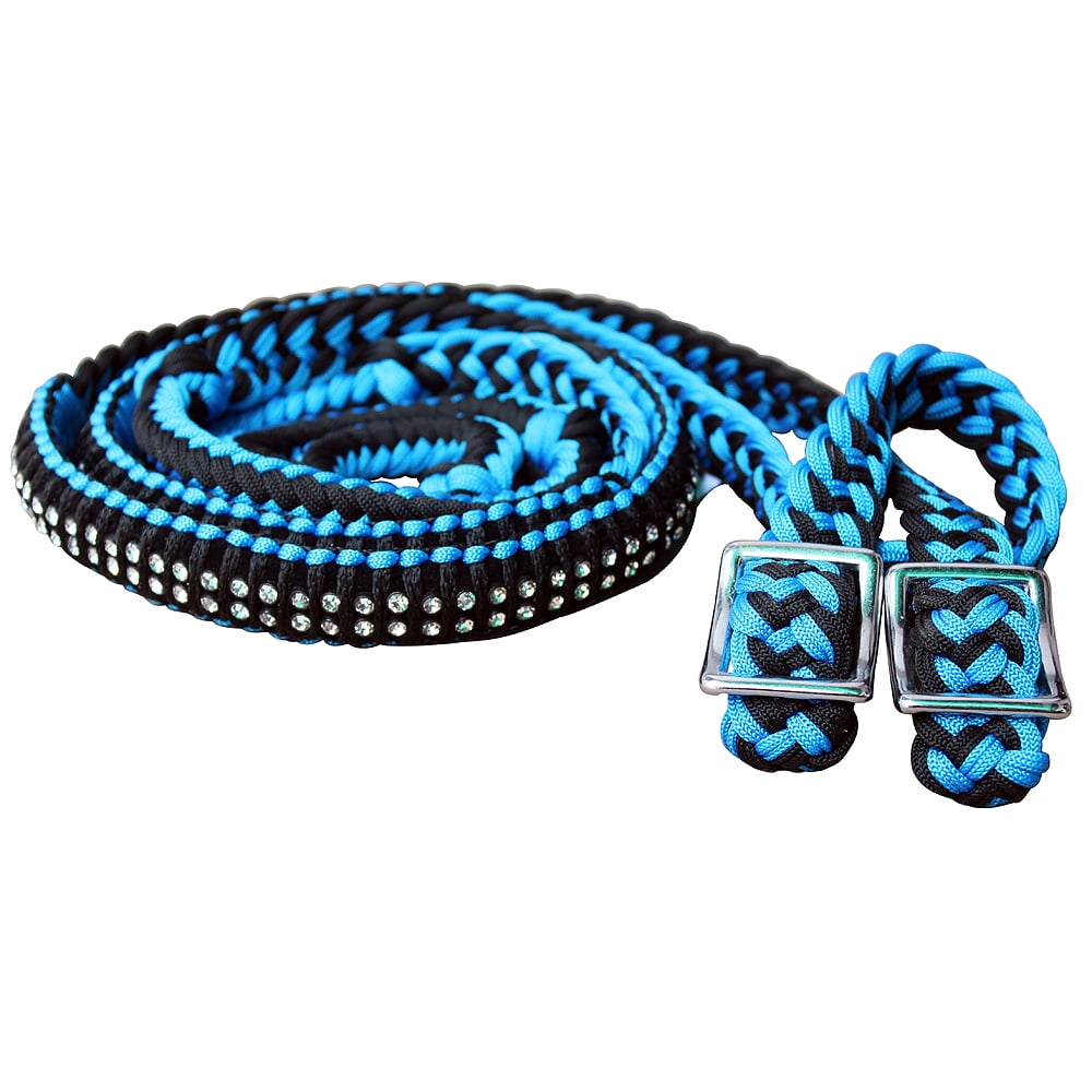 1" X 8Ft Hilason Braided Poly Barrel Horse Racing Reins Flat Grip Knots ...