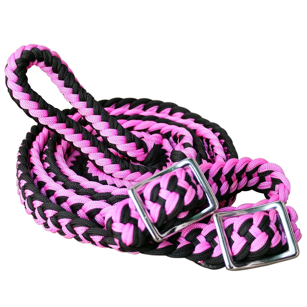 1" X 8Ft Hilason Braided Poly Barrel Horse Racing Reins Flat Grip Knots ...