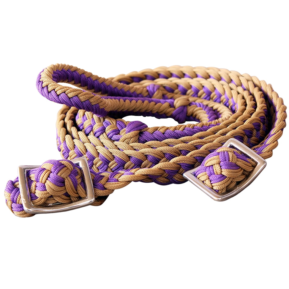 1" X 8Ft Hilason Braided Poly Barrel Horse Racing Reins Flat Grip Knots ...
