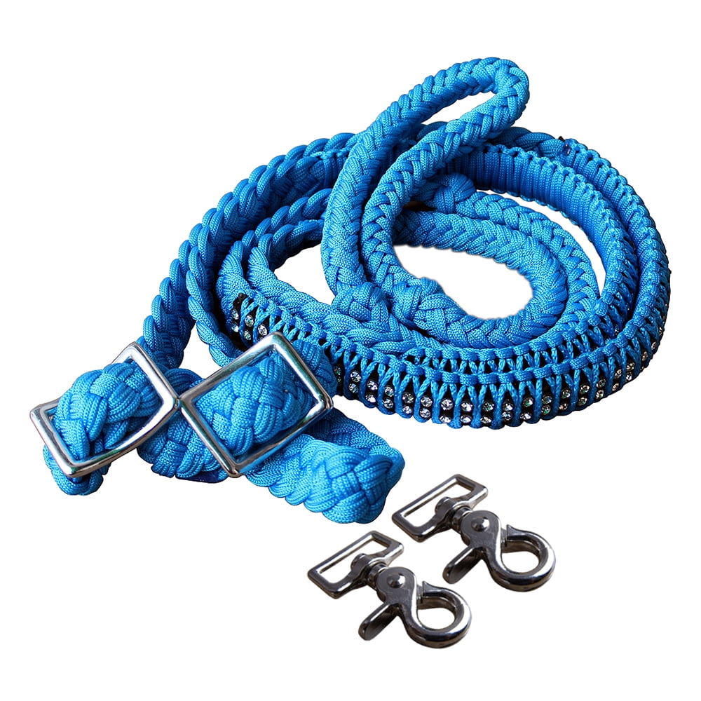 1" X 8Ft Hilason Braided Poly Barrel Horse Racing Reins Grip Knots W ...