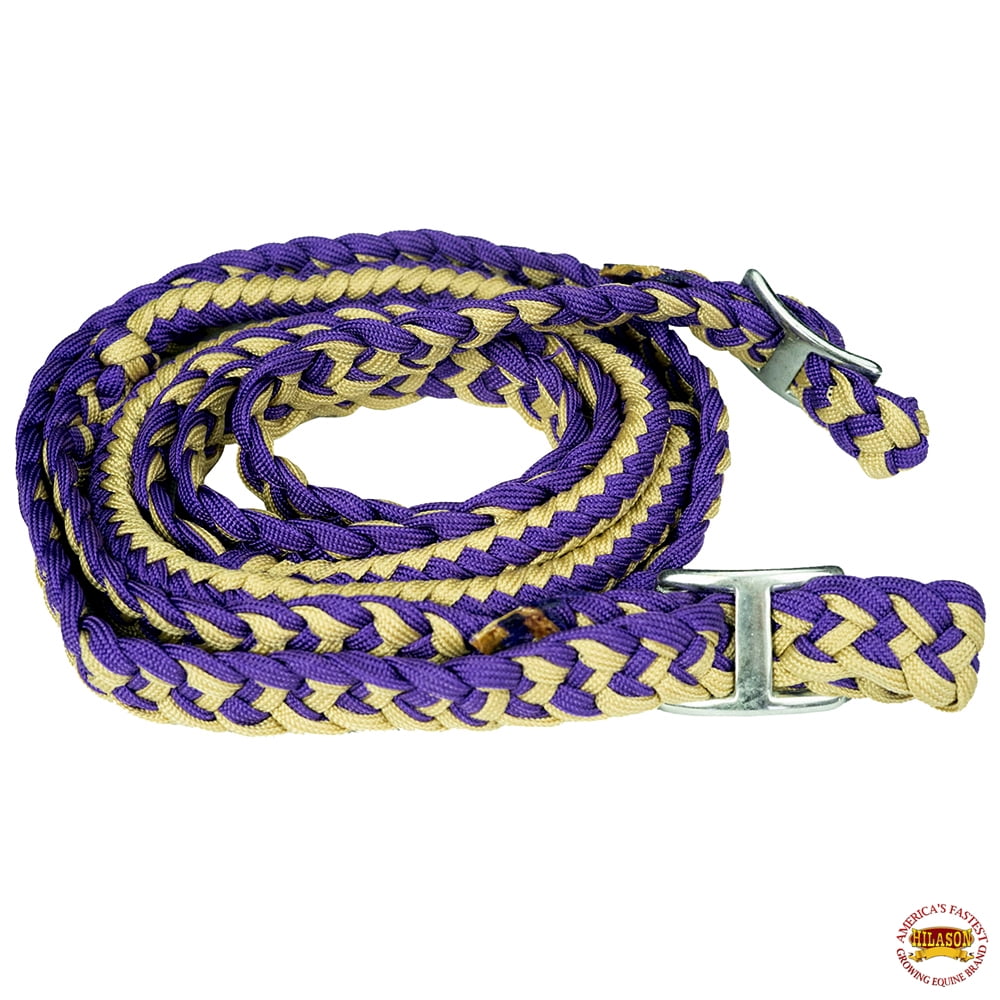 1" X 8Ft Hilason Braided Poly Barrel Reins Horse Racing Flat Grip Knots ...