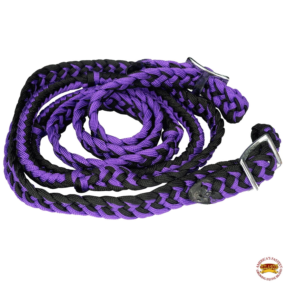 1" X 8Ft Hilason Braided Poly Barrel Reins Horse Racing Flat Grip Knots ...