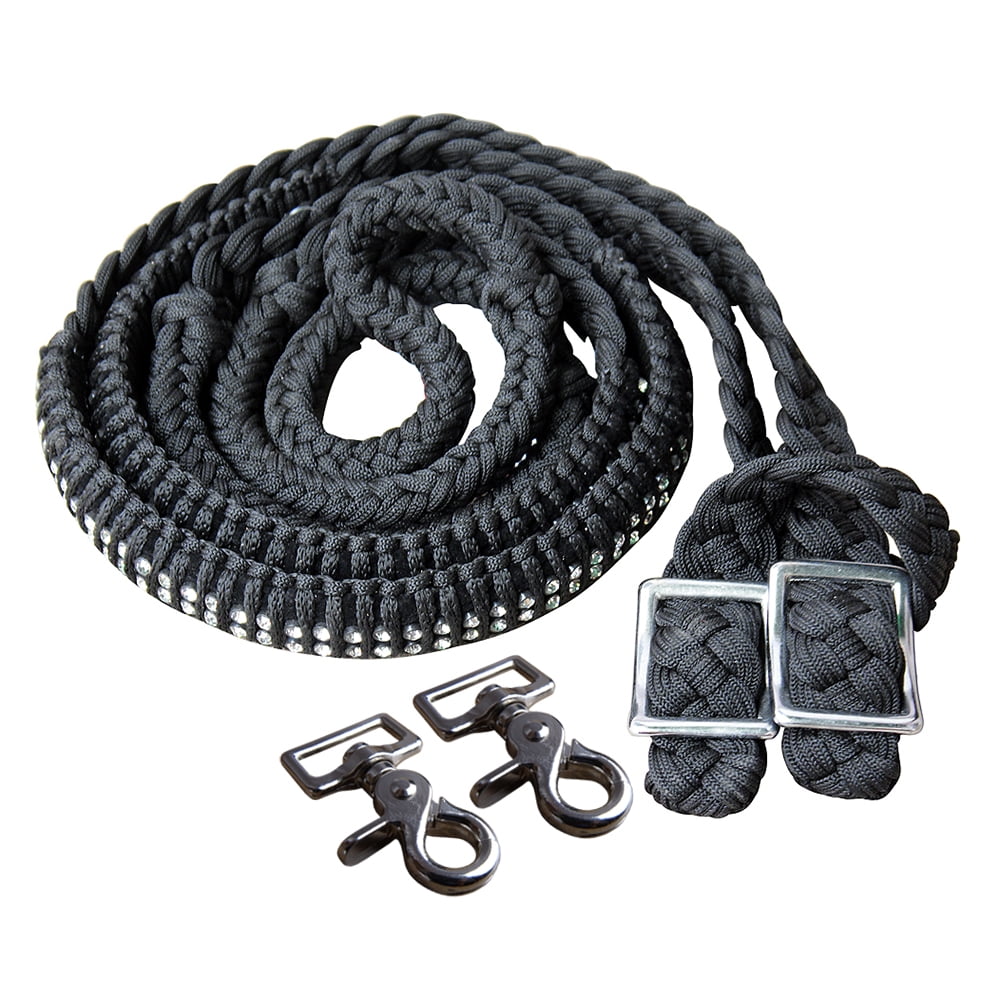 1" X 8Ft Hilason Braided Poly Horse Barrel Reins Flat Grip Knots ...