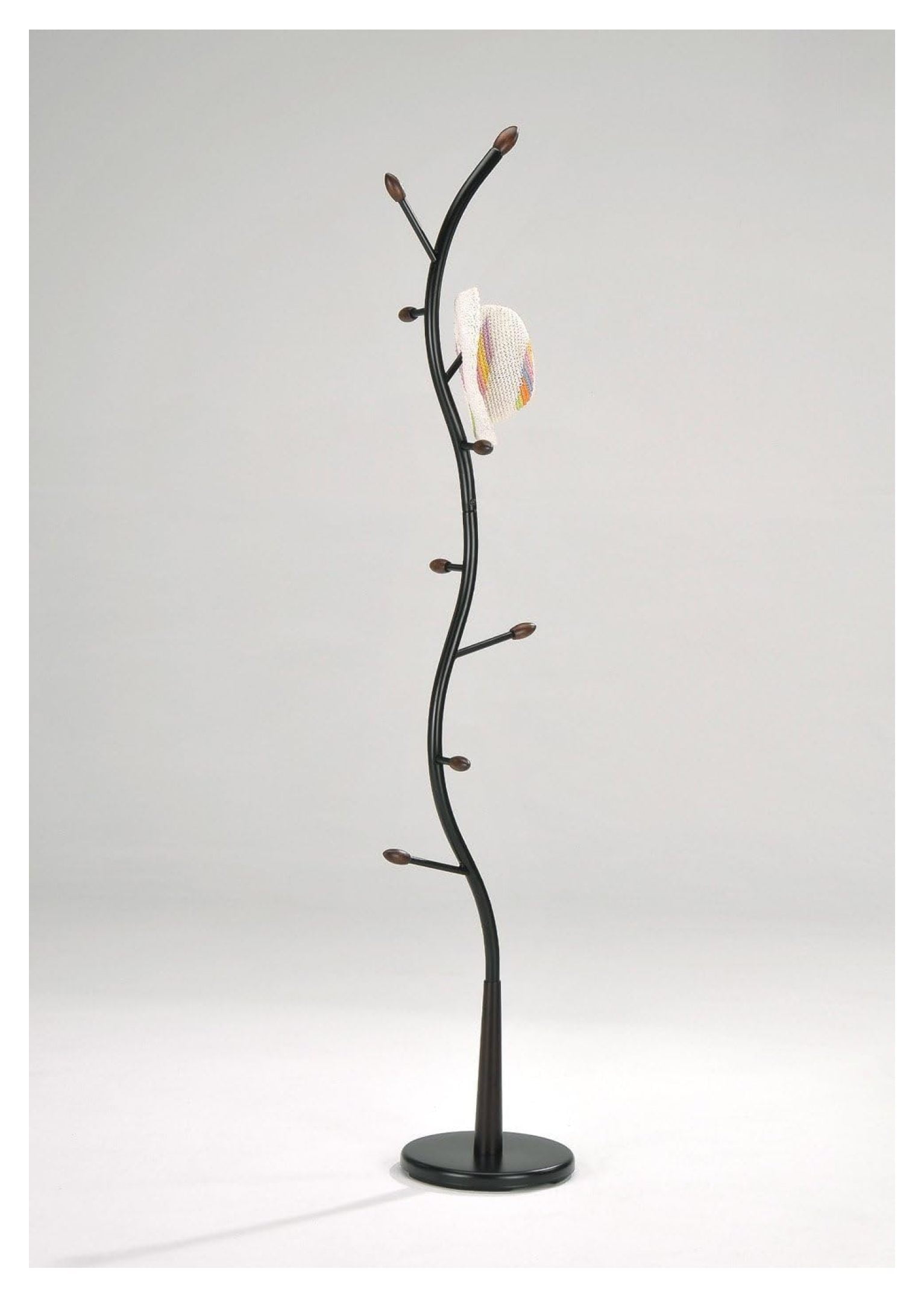 1 X Black Metal Walnut Wood Hall Tree Coat Hat Rack - Walmart.com