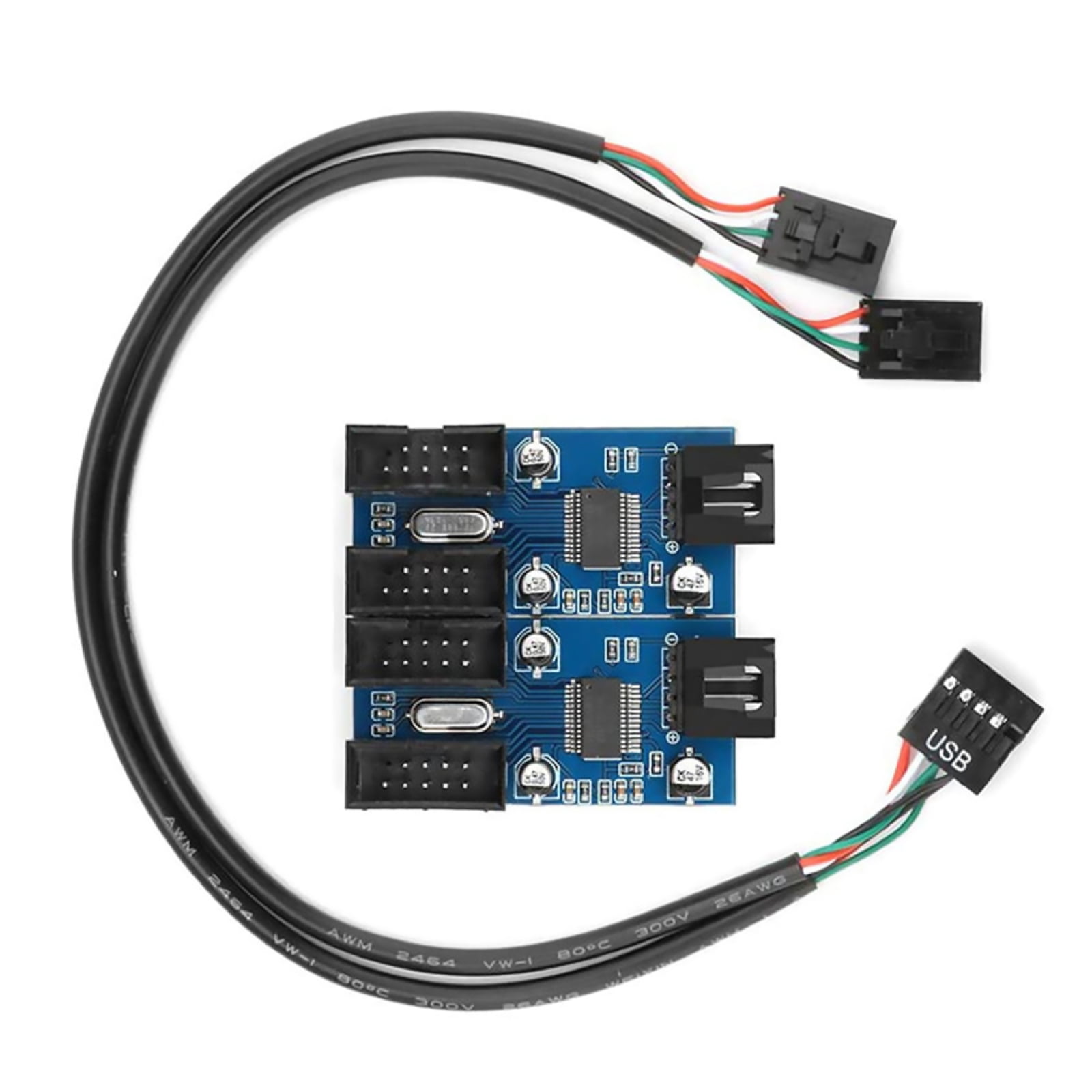 1 X Expansion Line, 1 to 4 Motherboard USB 9 Pin Header Splitter Cable ...