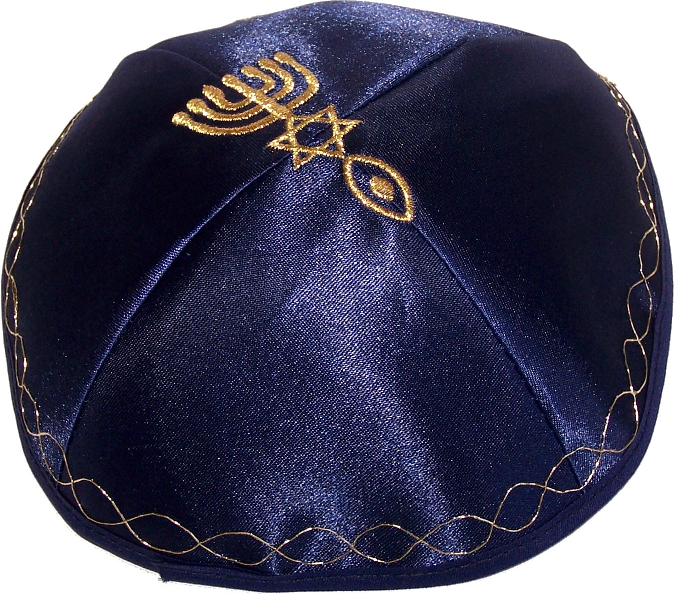 1 X Kippah with Messianic Sign Embroidered Satin-navy - Walmart.com