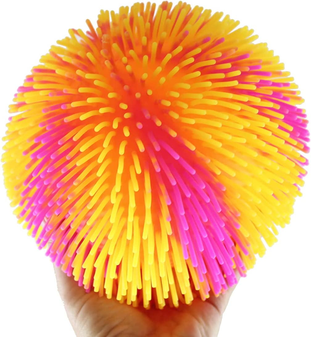 1 YELLOW AND PINK Striped Multi-Color Tie Dye Swirl Jumbo 8" Puffer ...
