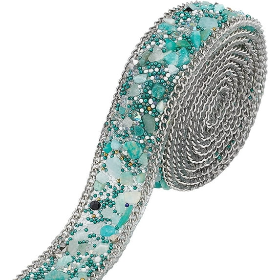 1 Yard 0.7 Inch Crystal Rhinestone Trim Hot Fix Ribbon Gem Stone Beaded ...