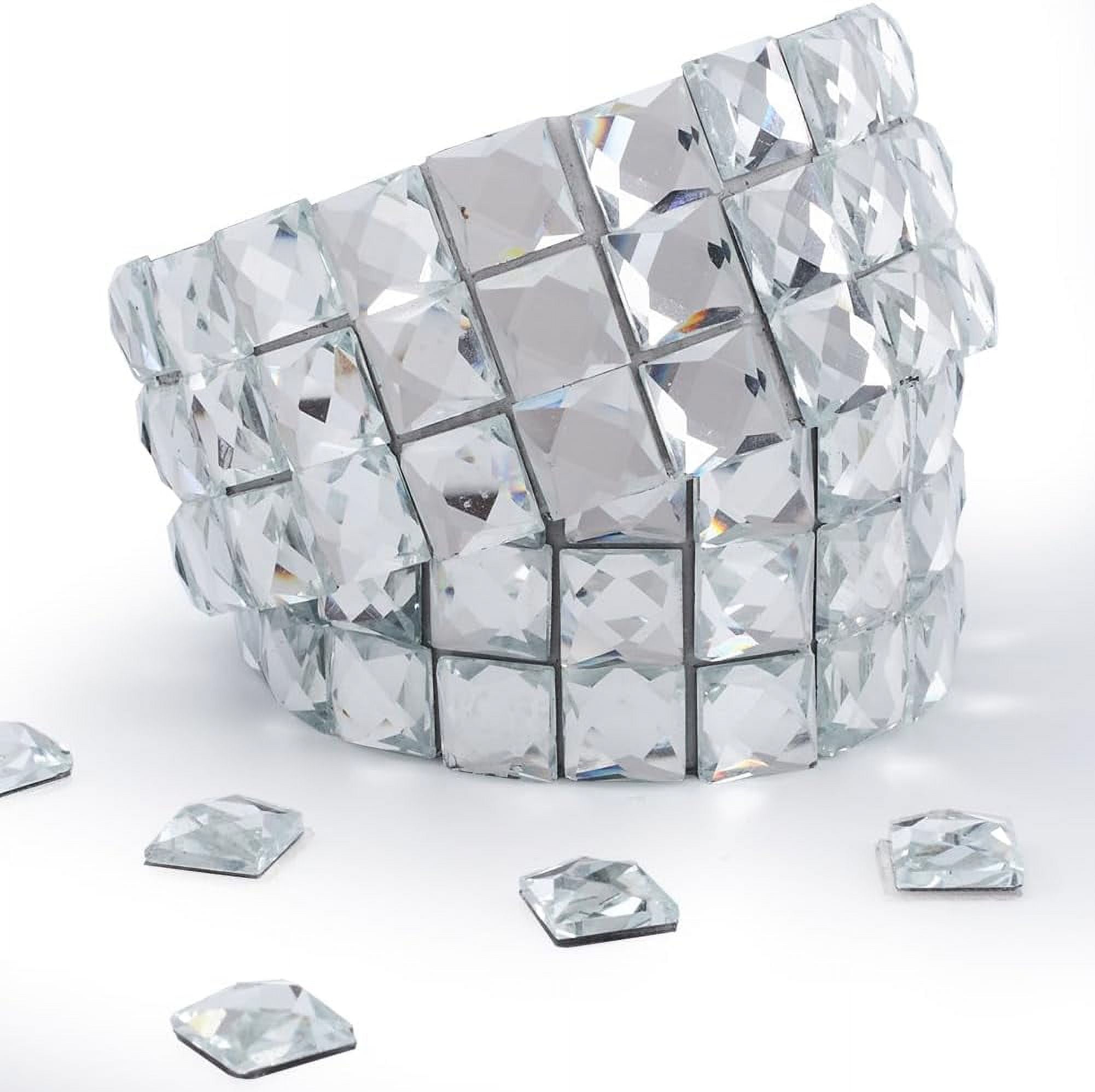 1 Yard 10mm/0.39" Glass Self-Adhesive Rhinestone Tiles Silver Multi ...