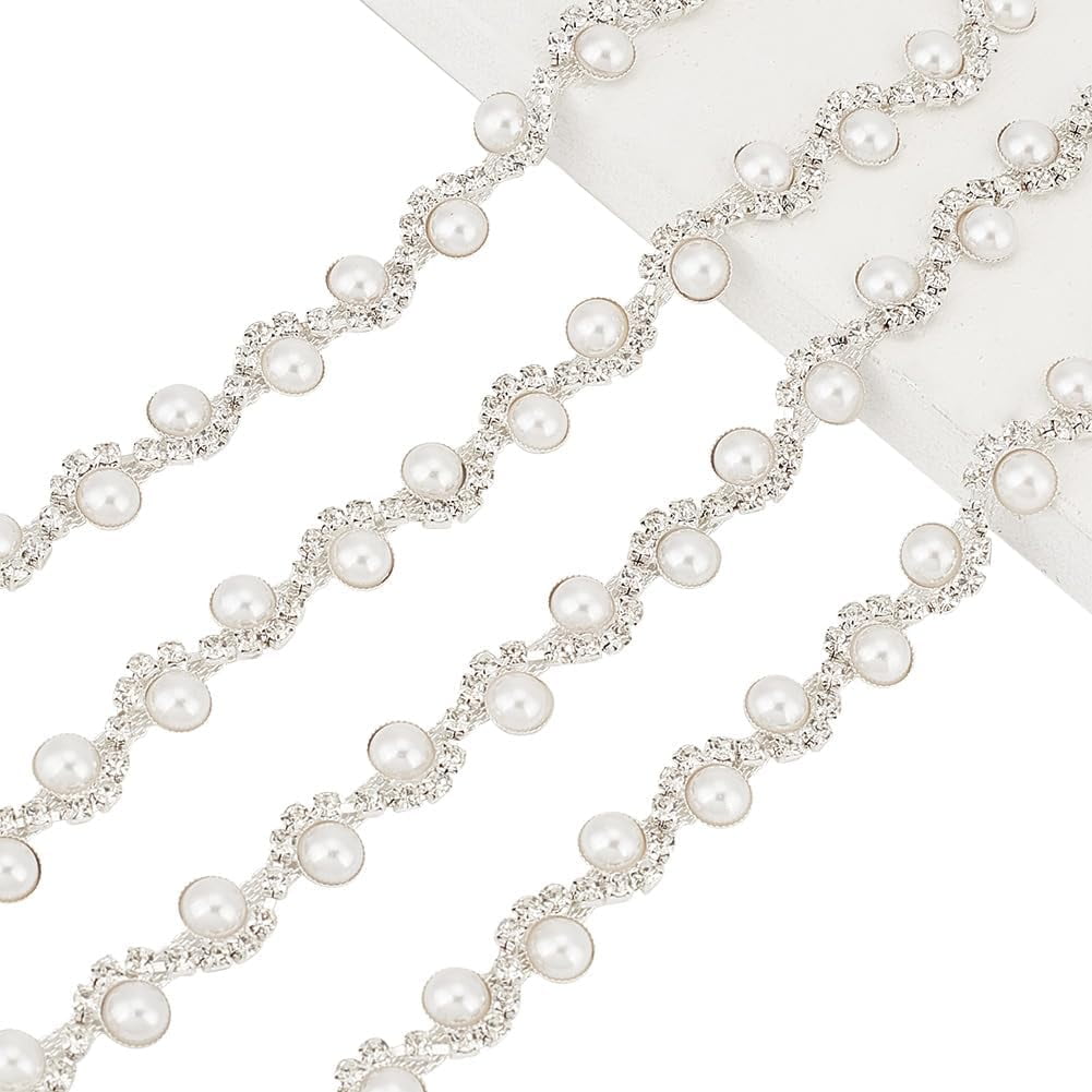 1 Yard Applique Embellishment Rhinestone Chain Applique Strips String ...