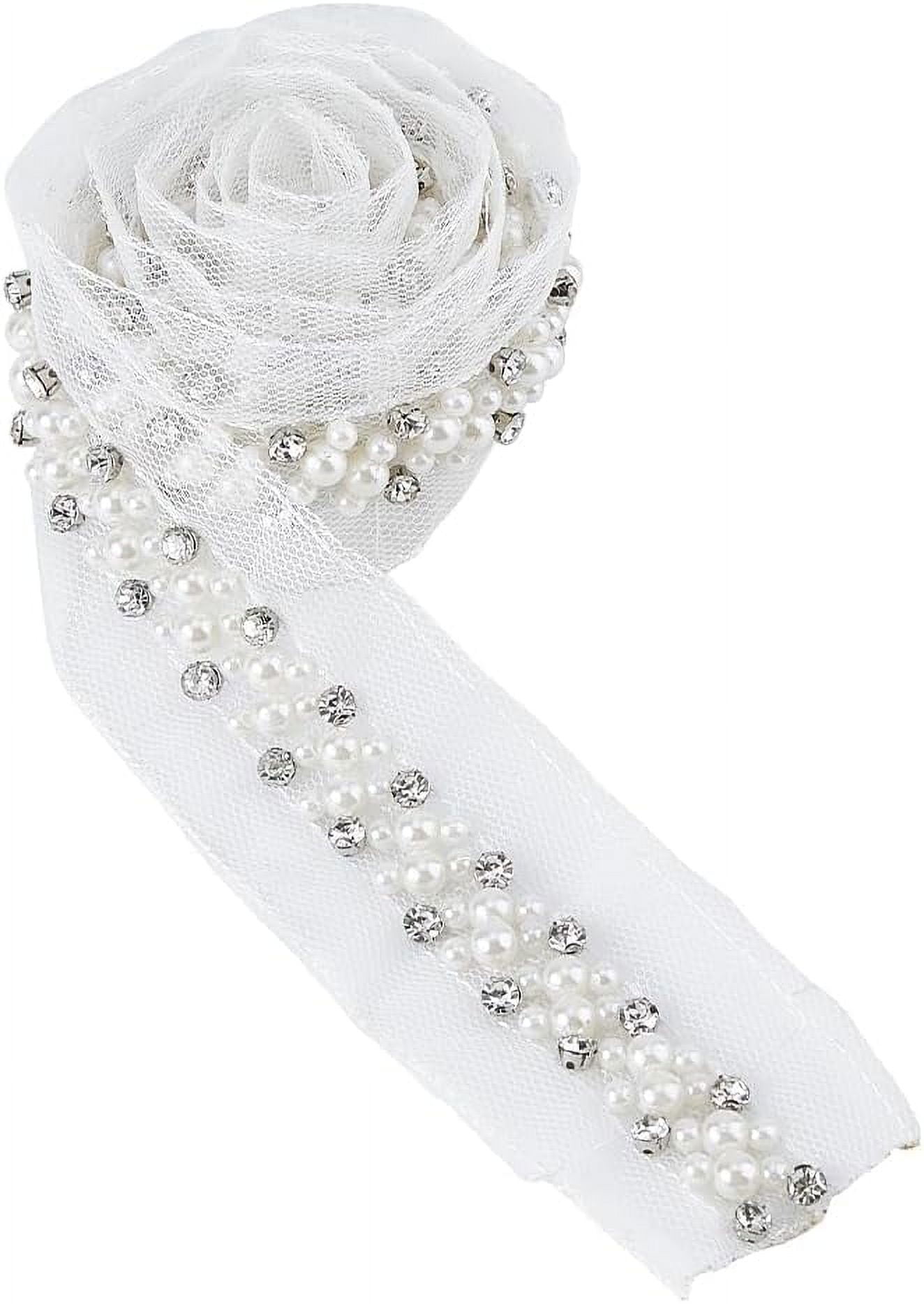 1 Yard Beaded Lace Trim Ribbons 1-3/4 Inch(44mm) Wide White Edging ...