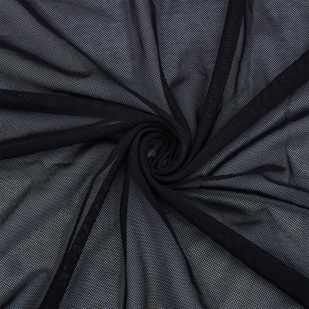 1 Yard Black Mesh Fabric Stretch 4 Way Power Mesh Fabric Spandex Power ...